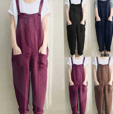 it Loose Style Pants Casual Pocket Overalls Playsuits