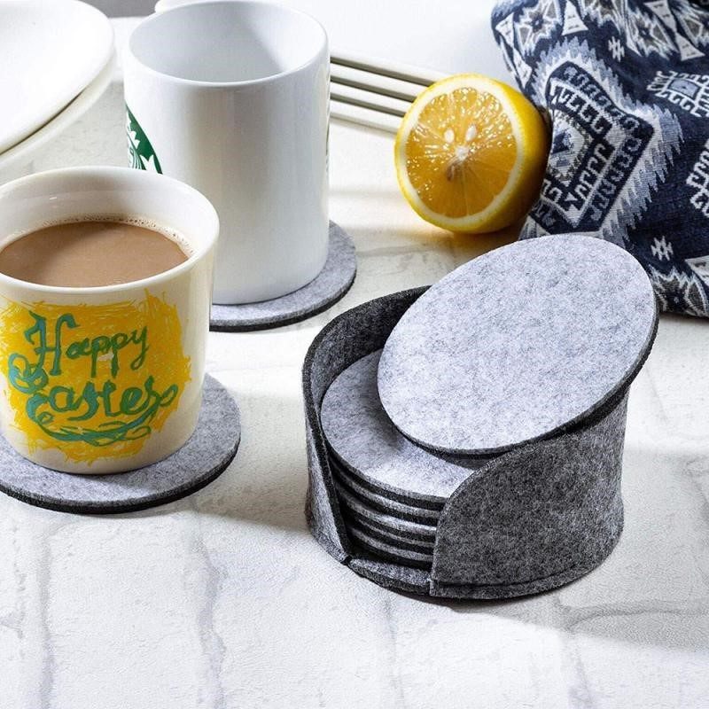 10PCS Coaster Set Felt Drink Coasters Round Cup Mat Pad Prot_虎窝淘