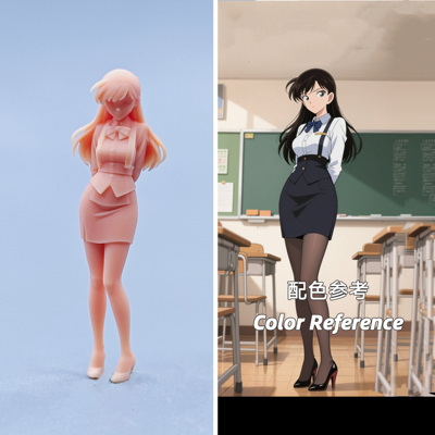【嗯哼模型】现货1:64人偶1:43微缩白模 背手女高中生 D608