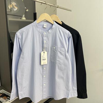 全棉纯色休闲百搭长袖衬衫