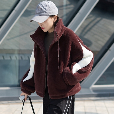 正品假一赔十加厚棒球服女仿皮草