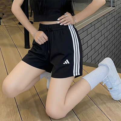 正品假一赔十针织短裤女夏三条杠