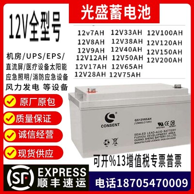 同意灯盛GS12V65AH电池12 v100/65/38/24/17/12/9/7 ah