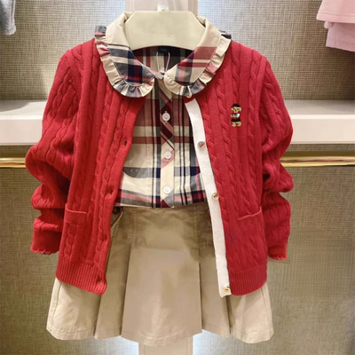 女童针织开衫纯棉抗起球面料