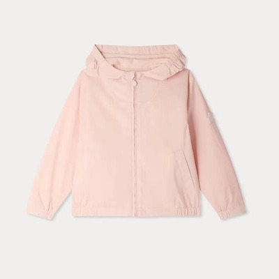 月底发 160码 春秋新款女童粉薄款连帽风衣外套帽不可拆 童装