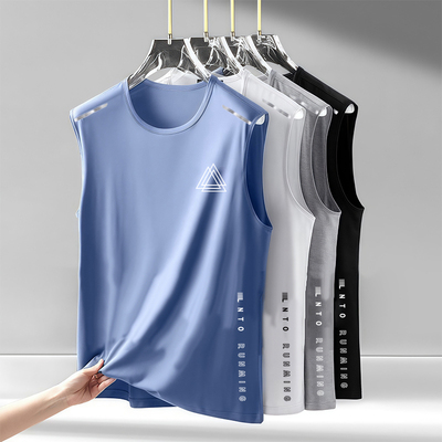 2025新款冰丝背心t恤男士夏季宽松运动健身速干无袖坎肩薄体恤