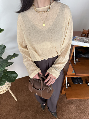 ASCRIPTION25春夏新款定制真丝褶皱打底衫可防晒上衣
