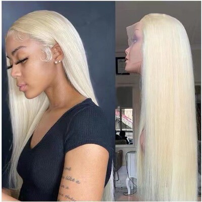 Women's Long Straight Hair With Middle-parted B, Hand-woven
