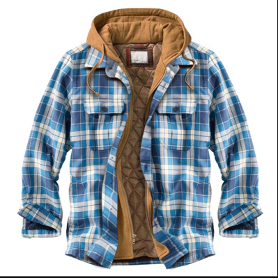 Thick Men's Plaid Coat Long-sleeved 3d Woolen Printed Coat A