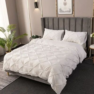 Crafts 3D Pinch Pleated Duvet ver Set Queen Size Solid Singl