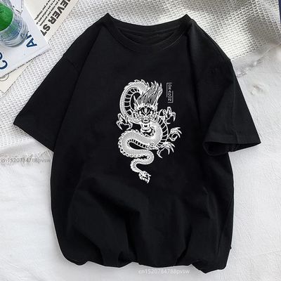 Women Dragon Funny Print T shirt Girl Casual Harajuku Y2K op