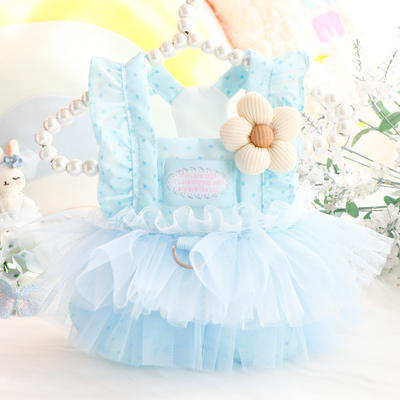 狗狗衣服春夏装薄款猫咪公主裙蓝色清新蓬蓬裙小型犬比熊宠物7624