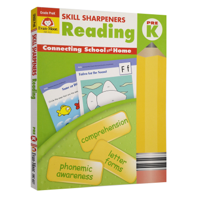 Evan-Moor Skill Sharpeners Reading Pre K 英文原版教辅 英文阅读练习册 学龄前 技能铅笔刀系列 幼儿英语启蒙