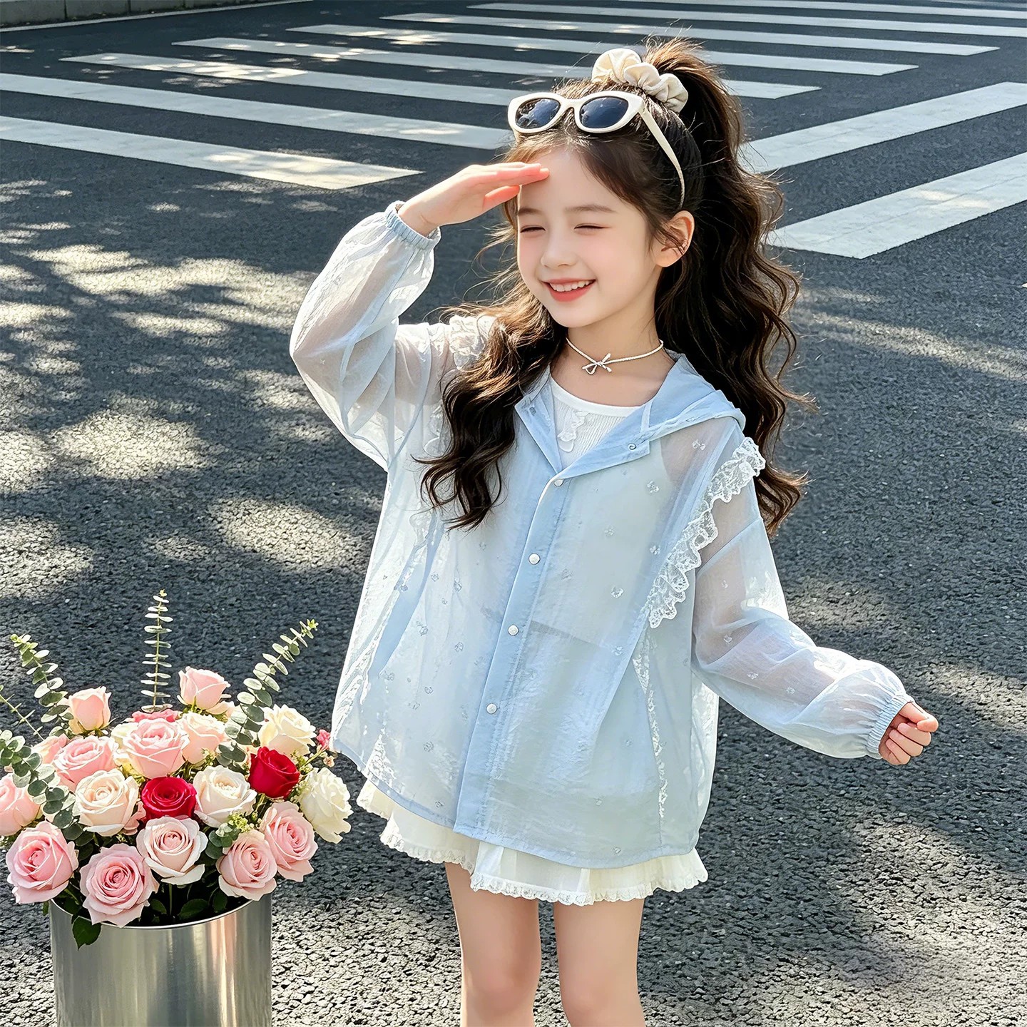 女童防晒衣2026新款女款防紫外线夏季中大童连帽防晒服透气皮肤衣