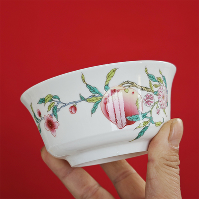 餐具盘骨瓷寿桃景德镇圆中式