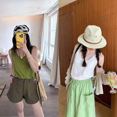 Tetu STUDIO 2025SS 两色宽松高品质亚麻棉凉爽背心T恤