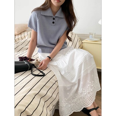 3th Morning 智性松弛 韩系气质纽扣polo领针织衫短袖ZY3998