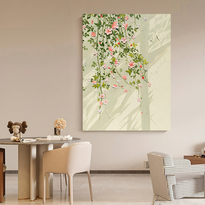 HESD.ART原创春暖花开客厅手绘油画餐厅奶油风装饰画玄关日式挂画