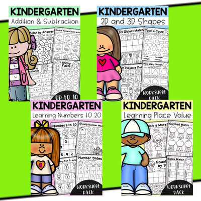 Kindergarten Math幼儿学前英文数字启蒙0-20练习题作业纸电子版