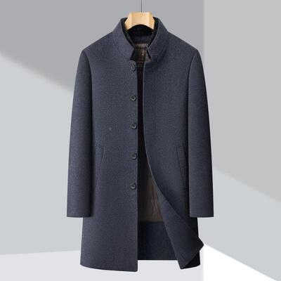 高端A8519-U正外品冬服毛中长款中年爸爸装双面呢羊大衣羽绒内胆