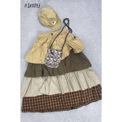 ADIMPLE秋季新款复古拼接半身裙