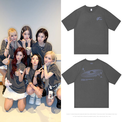 NMIXX世巡演唱会首尔站周边同款短袖T恤宽松印花纯棉男女装打底衫