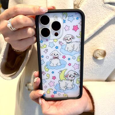 梦幻小羊WF壳适用苹果17promax壳iPhone16/15/14/13/12Pro防摔保护套彩色/粉/红/白底波点星梦小马