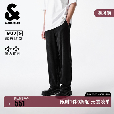 绫致杰克琼斯冬新款百搭时尚休闲抽绳腰弹力纯色宽松牛仔裤男装