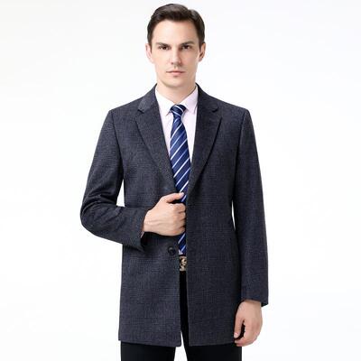 高端双面羊21825绒大衣长男冬季西装领装男衣中款韩版宽松羊毛呢