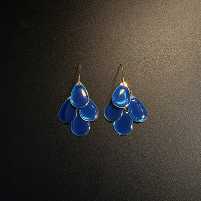 开花的橄榄 Vintage古着 Azure Teardrop蓝色耳环 耳饰