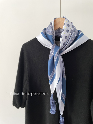 出口日本腰果花带穗小方巾