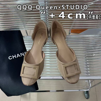 Right Video内增高中空凉鞋女通勤风隐形真皮浅口小个子4cm单鞋女