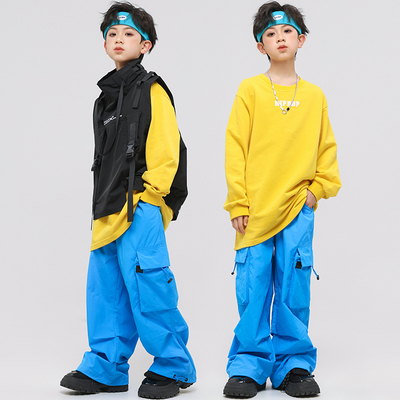 街舞儿童hiphop机能马甲工装裤子套装男女童bboy嘻哈架子鼓演出服