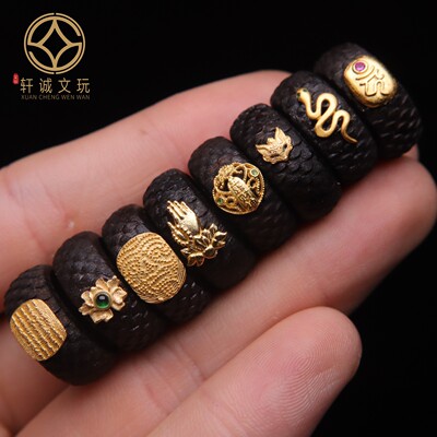 S925银镀金配件天然沉香镶嵌心经真言无相佛跑环散珠DIY文玩配饰