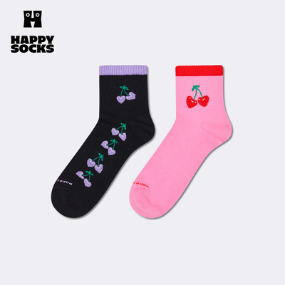 【2026新款】Happy Socks潮牌可爱樱桃中低筒袜百搭甜美创意袜子
