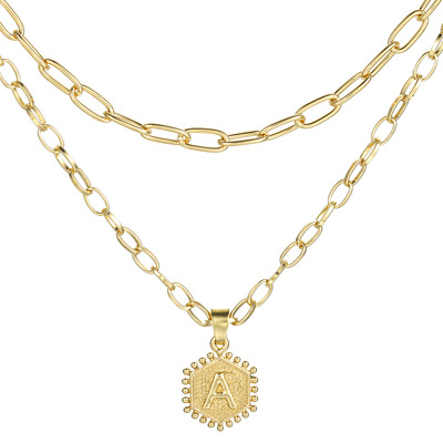 女士字母六边形简约锁骨链