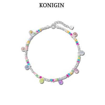 彩色水滴手链女s925纯银