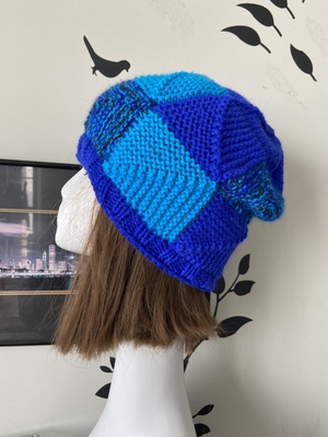 新品秋冬纯羊绒加厚日系复古堆堆帽男士女士克莱因蓝显脸小大头围