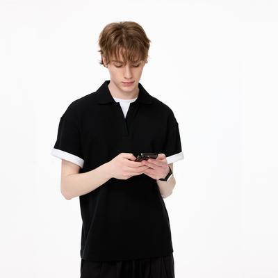 WEERE假两件短袖t恤通勤polo衫