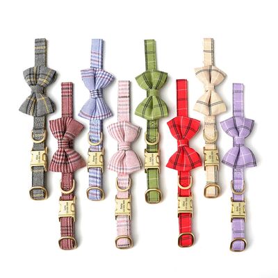 Personalized Dog Buckle Collar Cute Bowtie Cat Dogs ID Colla