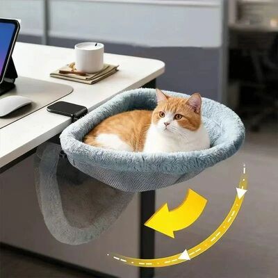 One-Click Folding Semi-Circular Cat Desk Hammock, Space Savi