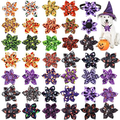20PCS Dog Accessories Pet Collar Flower Halloween Party Hand