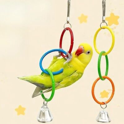Parrot Swing Toy Bird Cage Toys with Bell Sound Colorful Cli