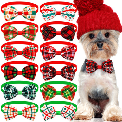 Christmas Plaid Striped Bow Tie Dog Cat Bow Tie Many Colors