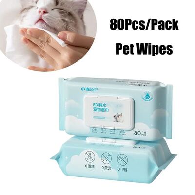80Pcs/Pack Pet Wipes Pet Eye and Ear Wipes For Wiping Pets D
