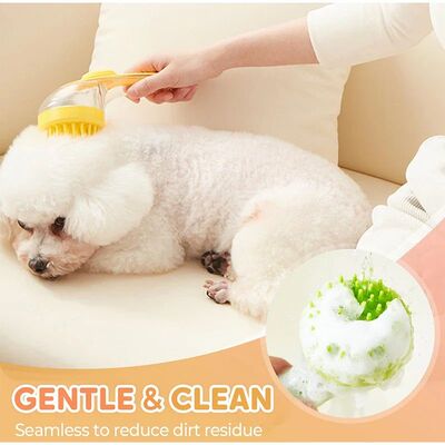 Long Handle Pet Bath Brush 2 in 1 with Built in Shampoo Disp