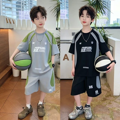速干运动套装篮球服男童时尚韩版百搭中大童轻薄套装YG7399