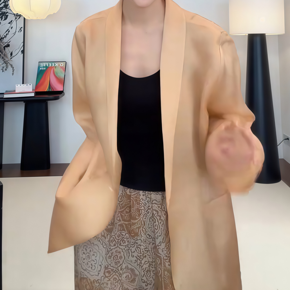 中古鎏金柔光青果领透肤小西装外套拼接汉服高级感百搭显瘦小西装