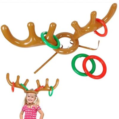 Christmas Game Toy Inflatable Santa Reindeer Antler Hat Ring