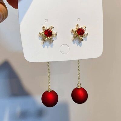Fashion Red Christmas Stud Earrings for Women Xmas Snowflake